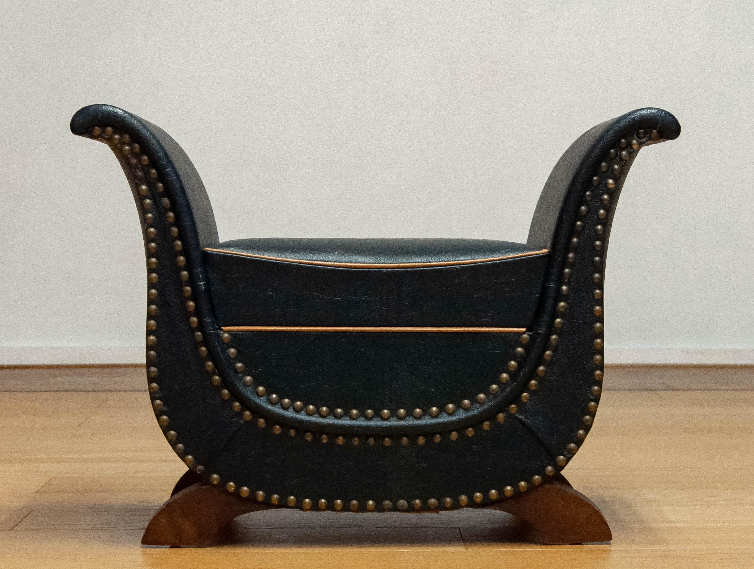 1920s Bottle Green Sewing Box / Foot Stool By Otto Schulz for Boet ...