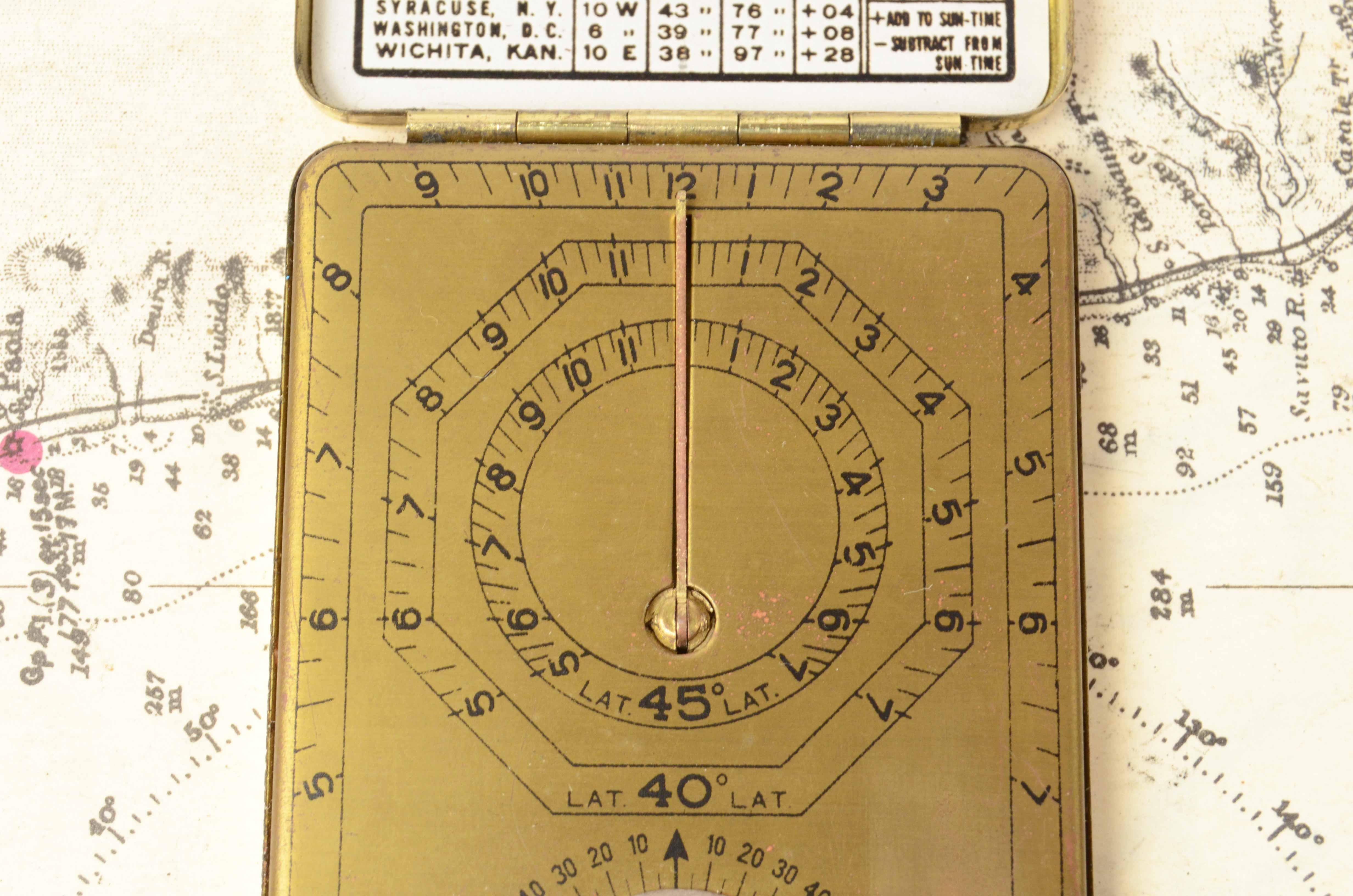 1920s Brass Sundial Compass Ansonia Clock Co. Antique Time Measuring ...
