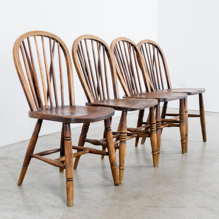 1920s British Wooden Farmhouse Dining Chairs, Set of Four at 1stDibs