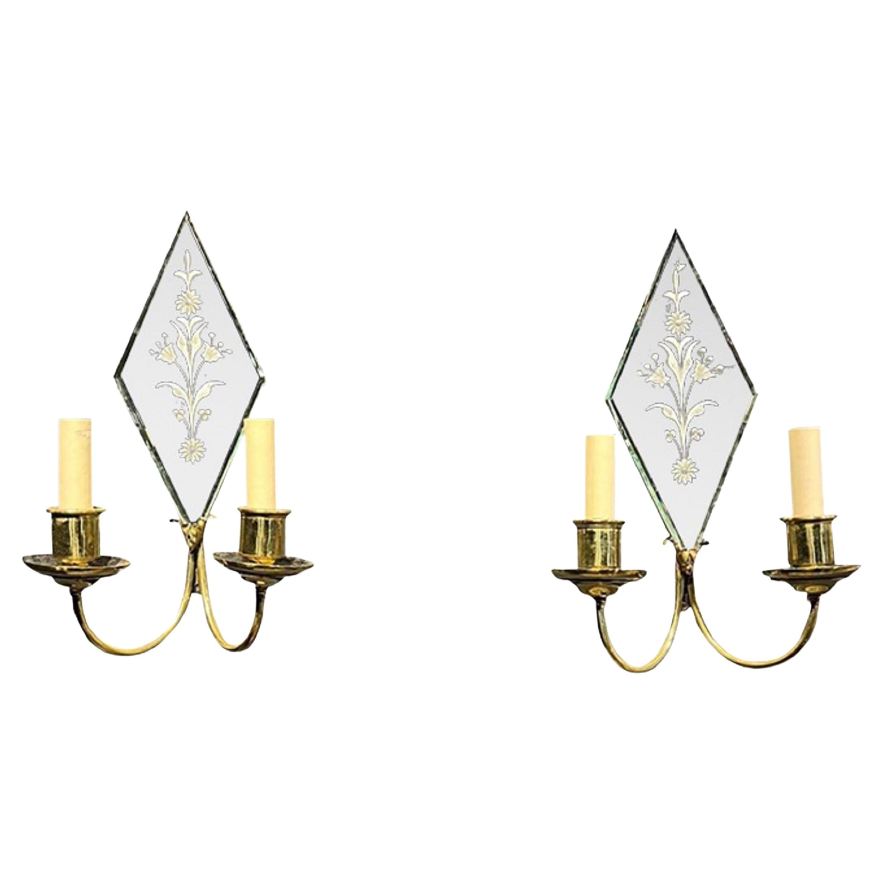 1920's Caldwell Mirrored Backplate Sconces For Sale at 1stDibs