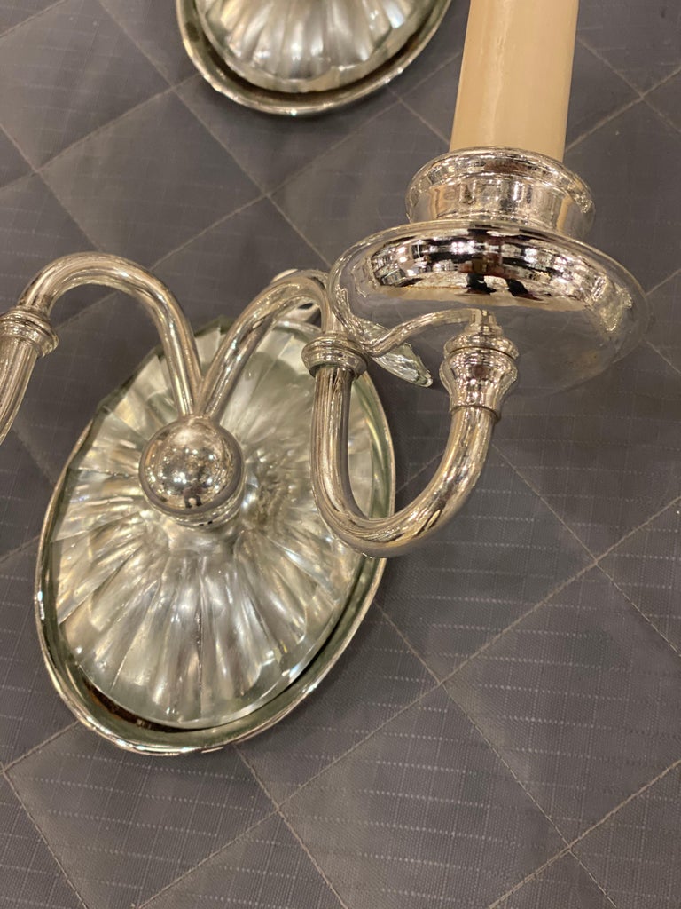 1920’s Caldwell Silver Plated Mirrored Sconces For Sale at 1stDibs