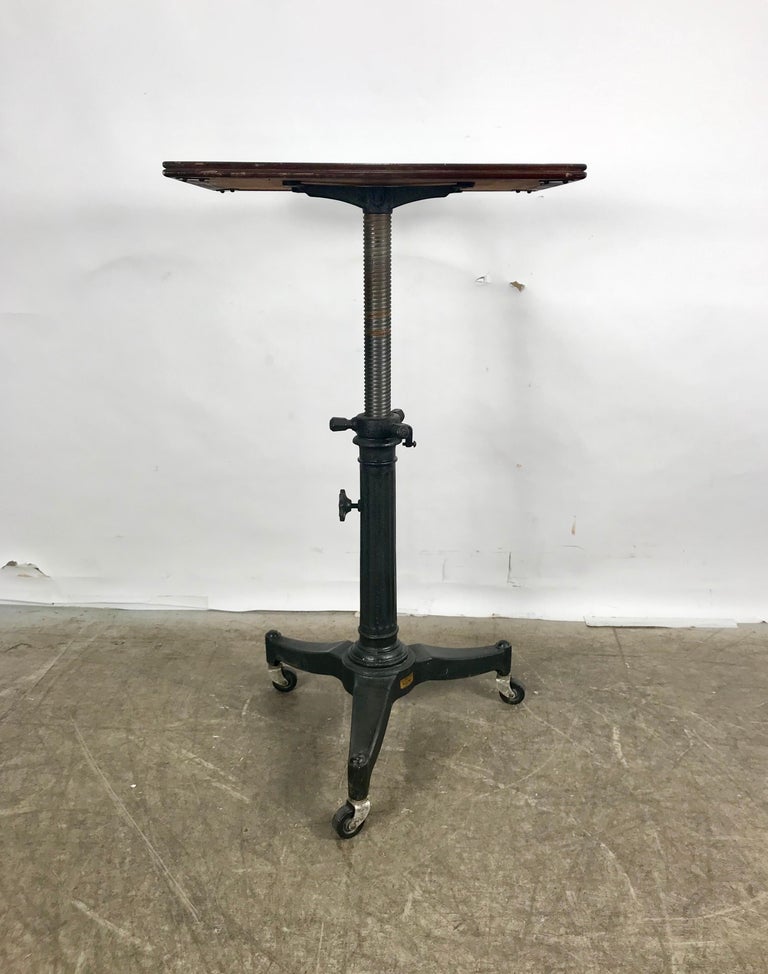 1920s Cast Iron and Wood Industrial Adjustable Table by Karl ...