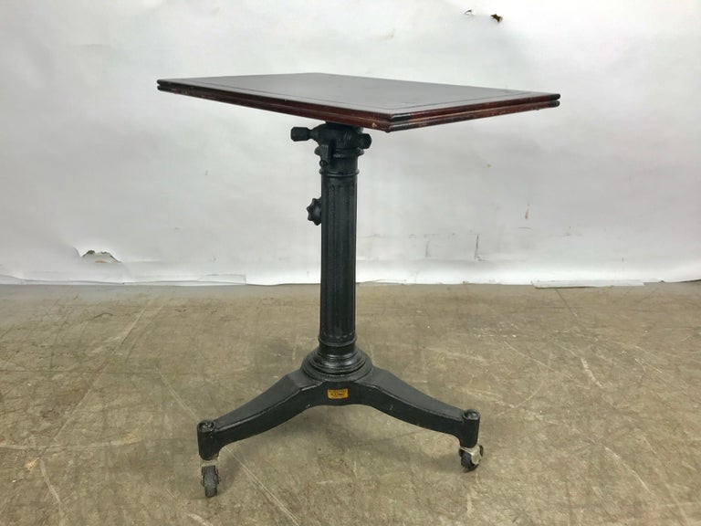 1920s Cast Iron and Wood Industrial Adjustable Table by Karl ...