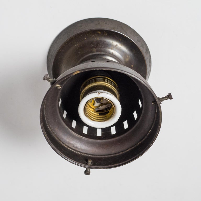 1920s Ceiling Light, Enameled Glass and Brass at 1stDibs