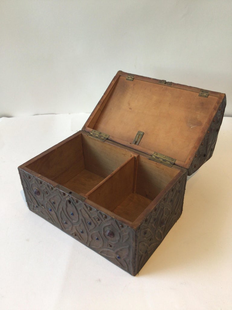 1920s Copper Warriors Box with Jewels For Sale at 1stDibs