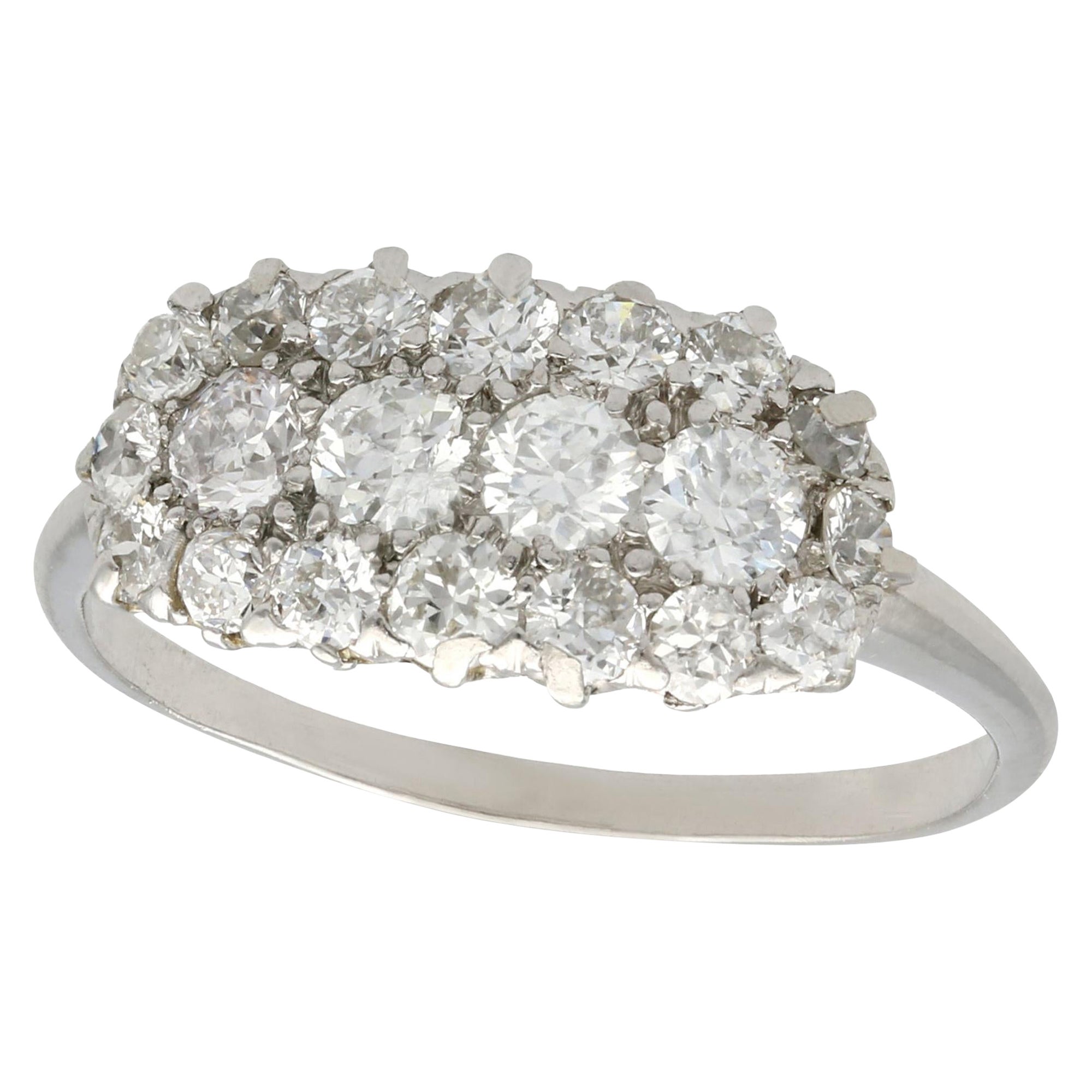 Art Deco Platinum and Diamond Square Cluster Ring at 1stDibs