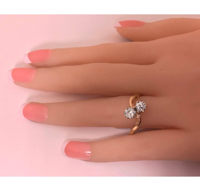 1920s Diamond Gold Twist Crossover Ring For Sale at 1stdibs