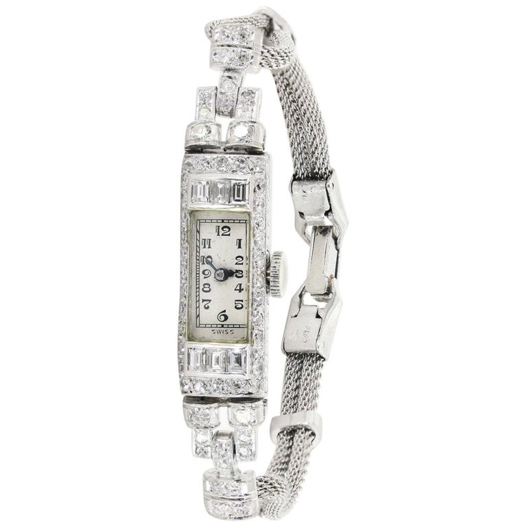 1920s Diamond Platinum Ladies Watch For Sale at 1stdibs