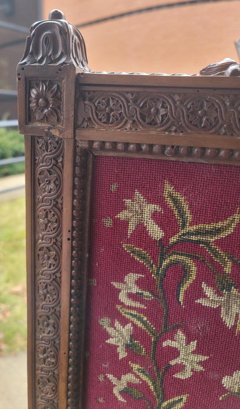 1920s, Edwardian Carved Walnut Tapestried Fire Place Screen For Sale at ...