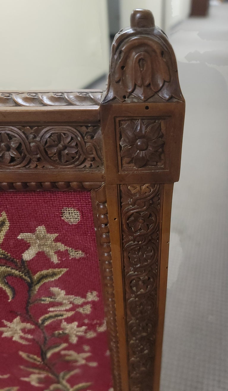 1920s, Edwardian Carved Walnut Tapestried Fire Place Screen For Sale at ...