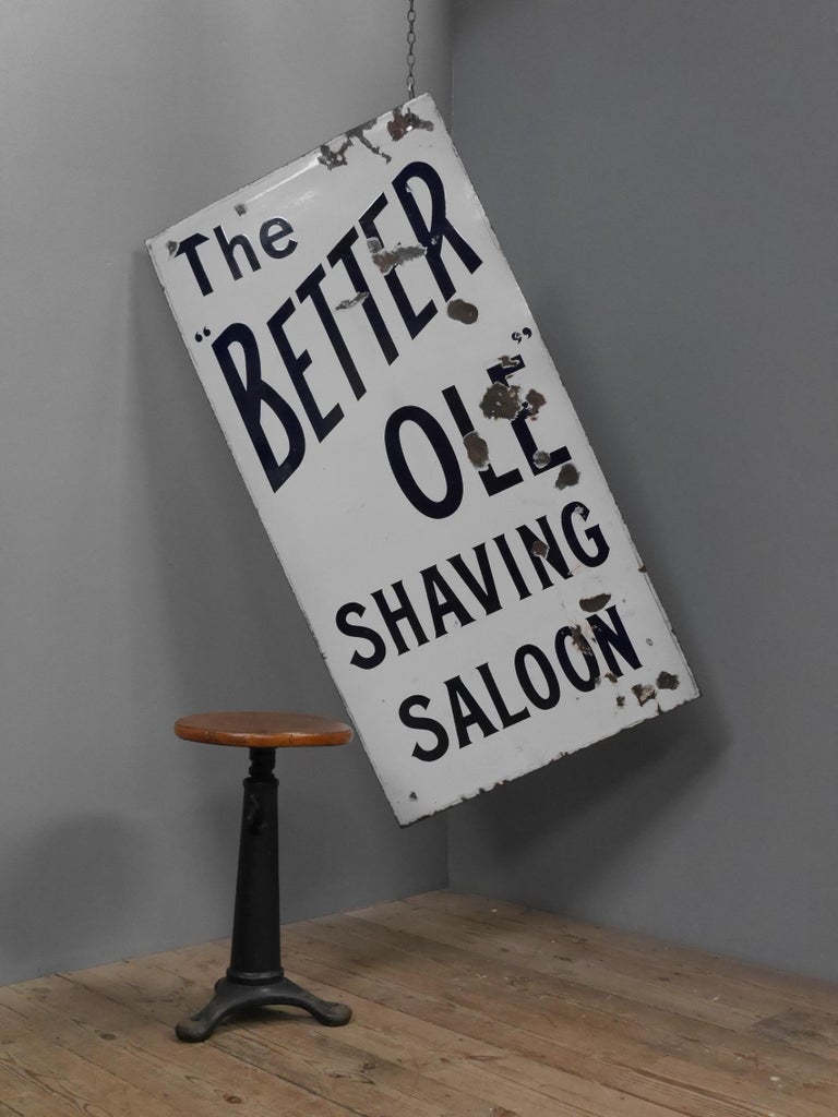 1920's Enamel Shaving Saloon Sign For Sale at 1stDibs