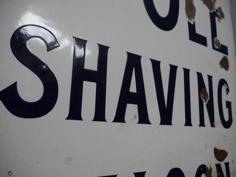 1920's Enamel Shaving Saloon Sign For Sale at 1stDibs