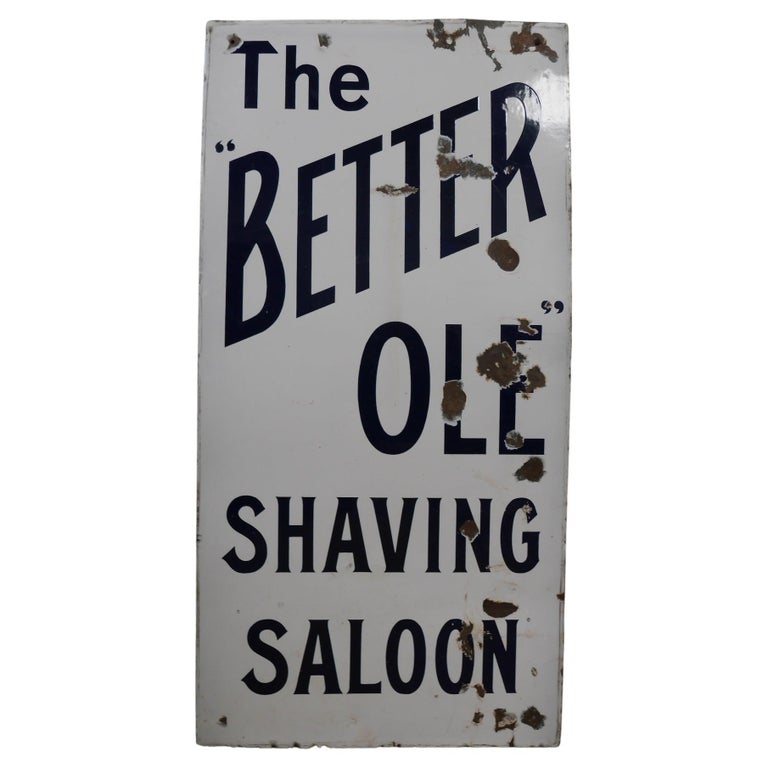 1920's Enamel Shaving Saloon Sign For Sale at 1stDibs