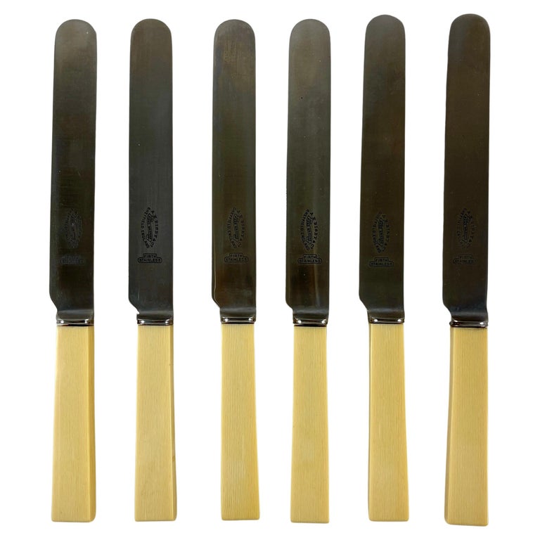 1920s English Bisby Art Deco Celluloid Ivory Handled Table Knives ...