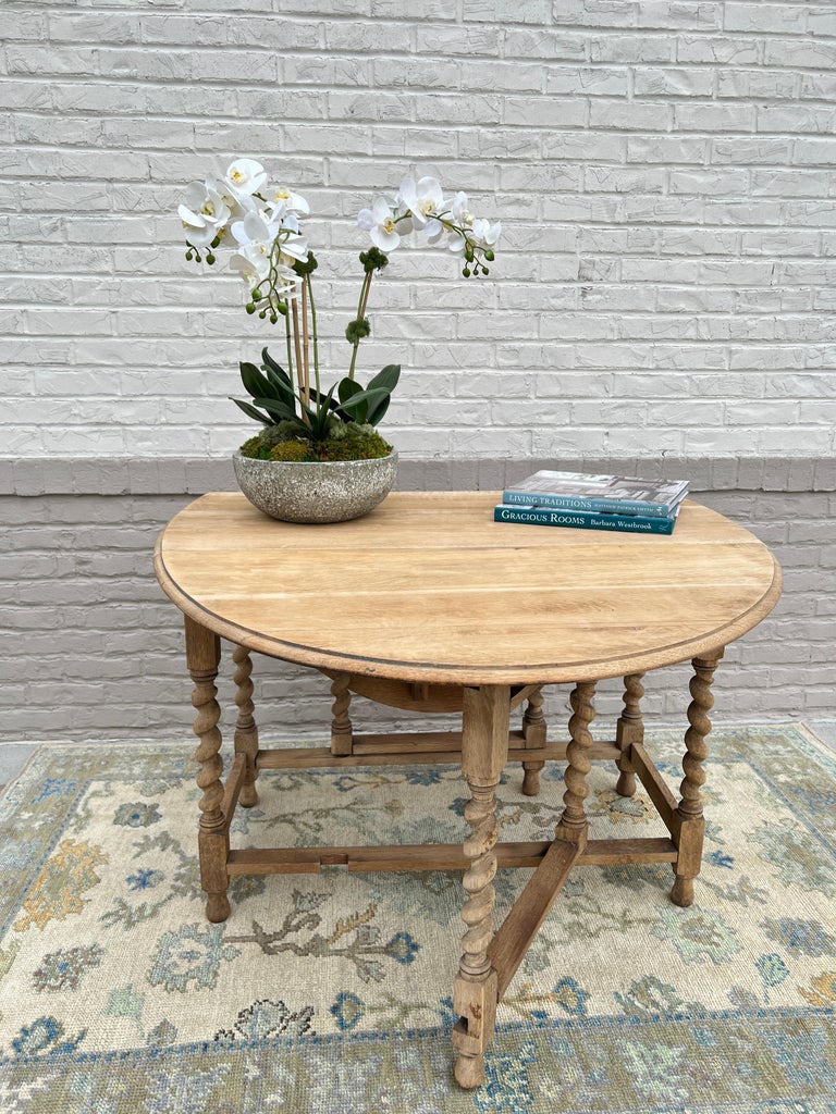 1920s English Bleached Oak Gateleg Table For Sale at 1stDibs