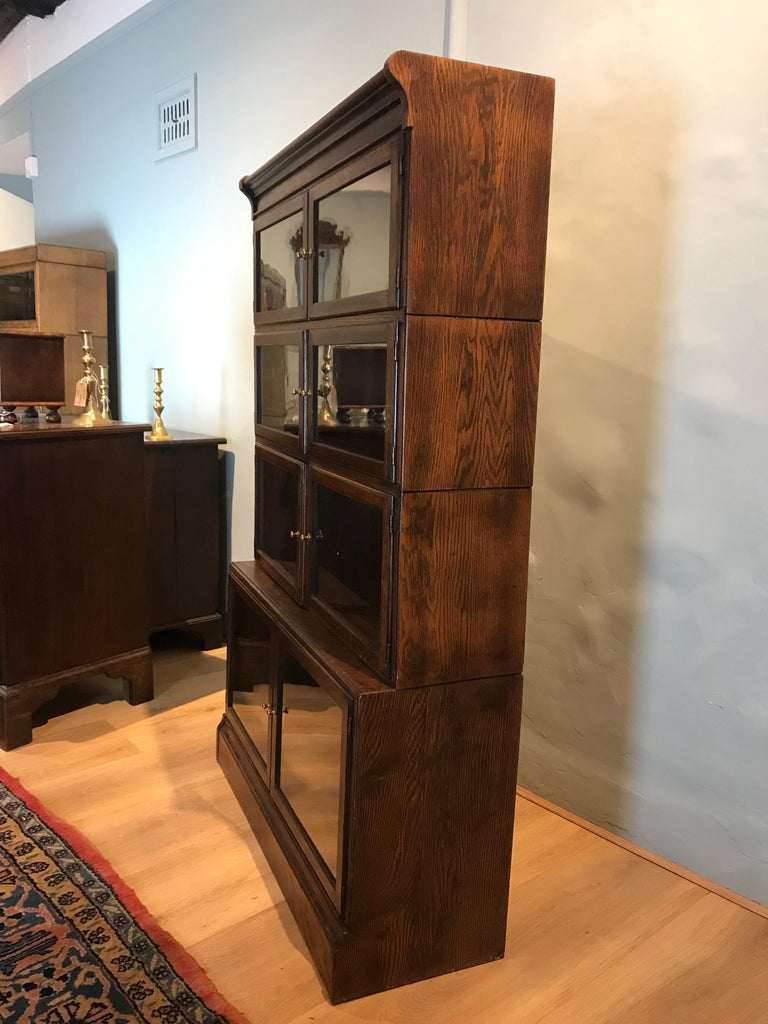 1920’s English Oak Minty Style Modular Stacking 4 Tier Glazed Bookcase ...