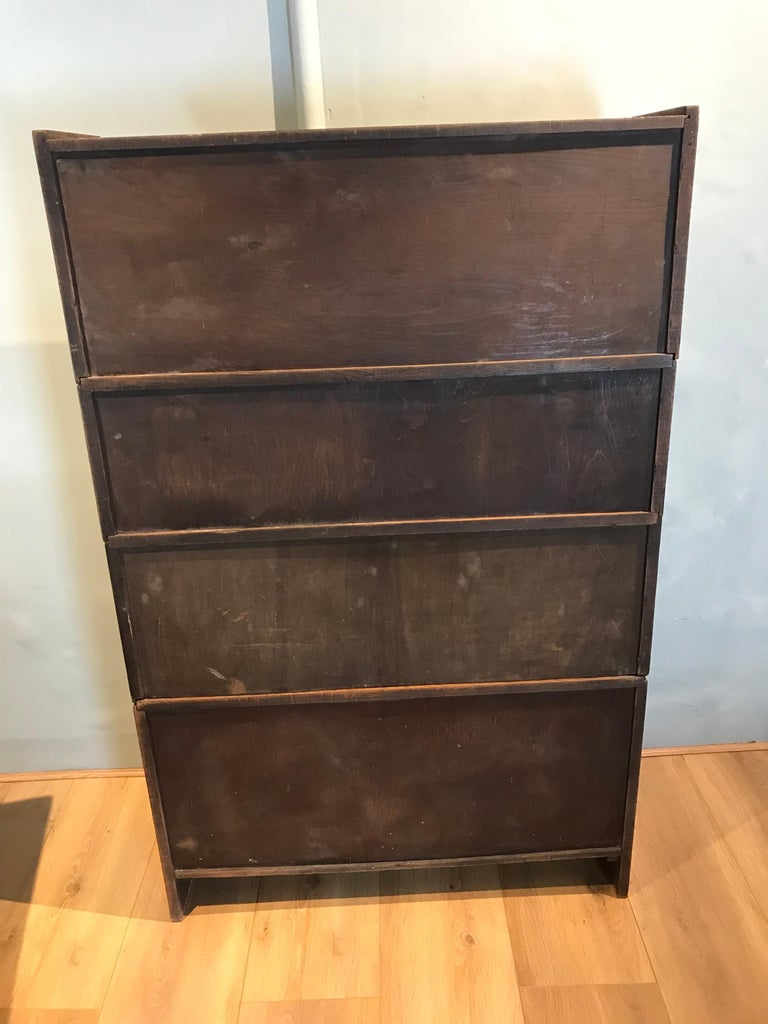 1920’s English Oak Minty Style Modular Stacking 4 Tier Glazed Bookcase ...