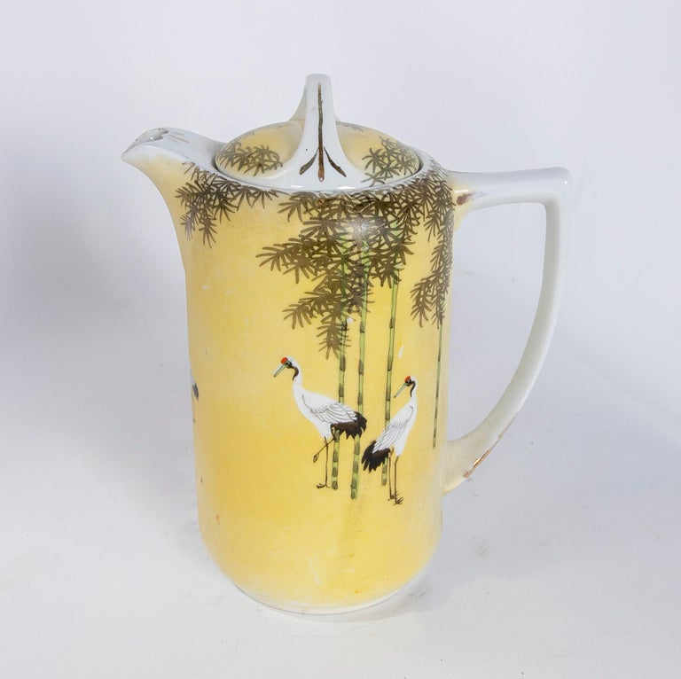 1920s English Porcelain Pitcher Decorated with Birds and Bamboo For ...