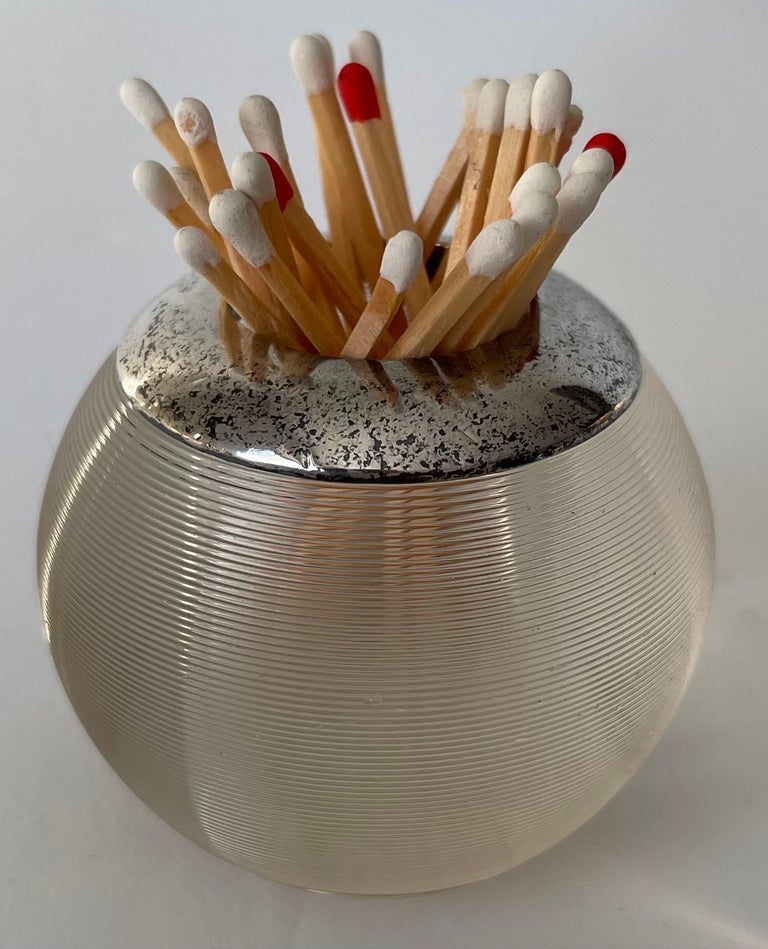 1920s English Small Silver Glass Matchstriker For Sale at 1stDibs