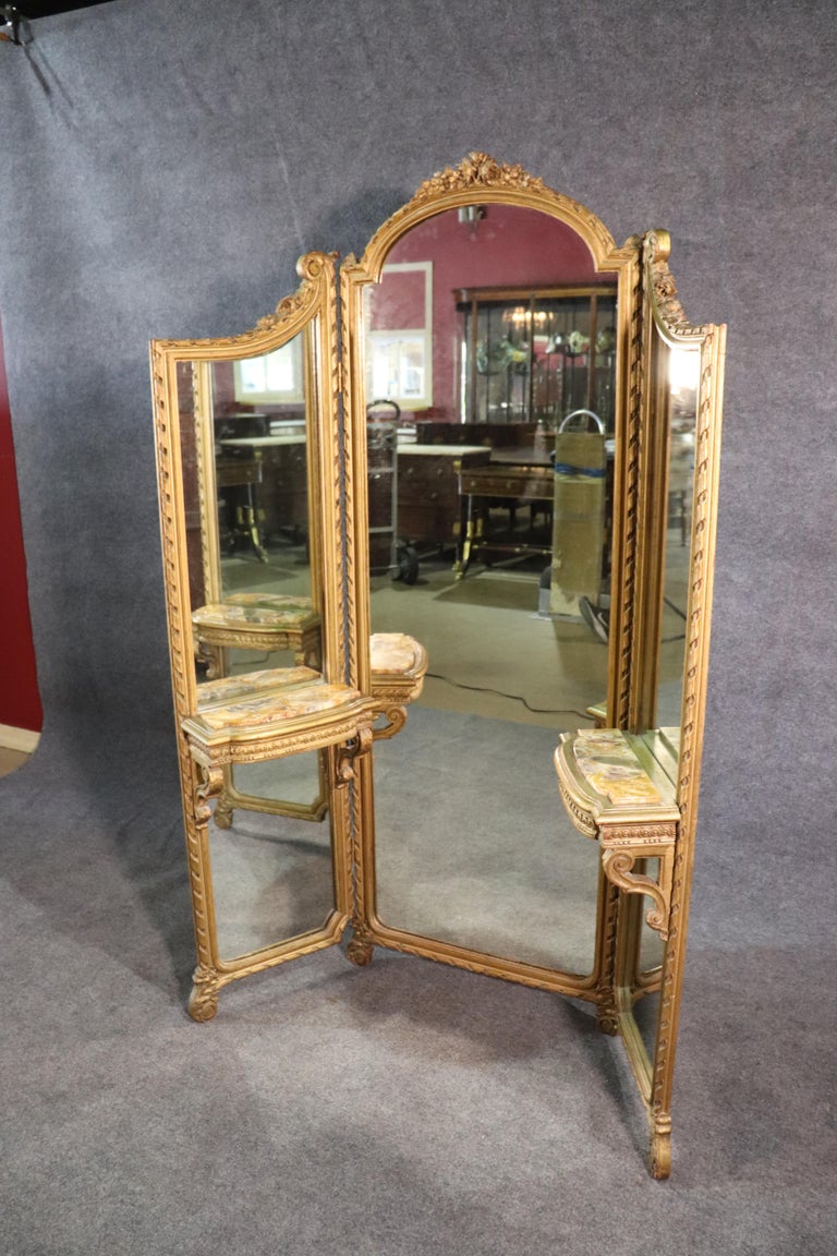 1920s Era Carved Folding Gilded French Louis XV Marble-Top Ladies ...