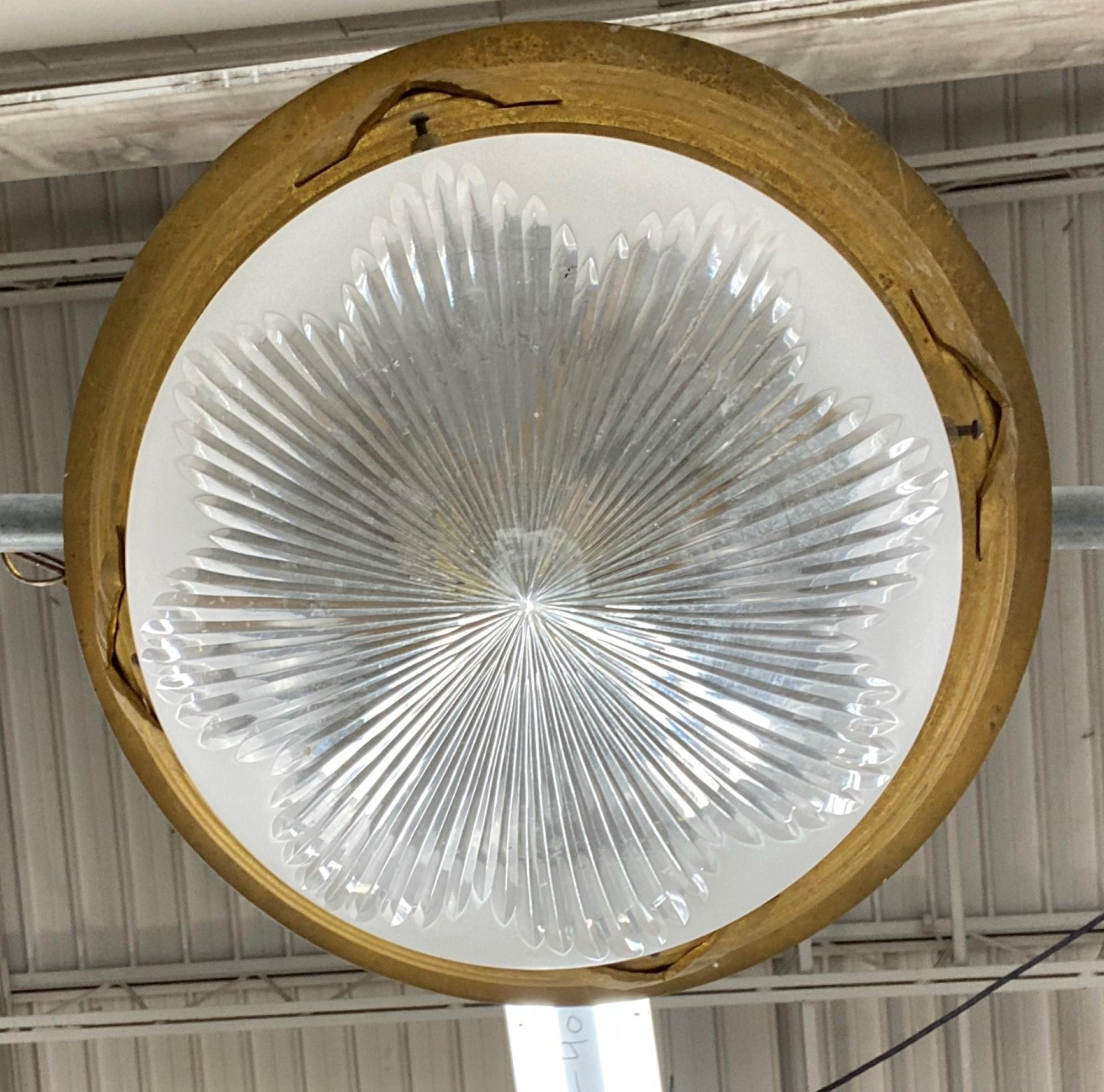 1920s Federal Etched Glass Cast Bronze Flushmount Bank Light For Sale ...