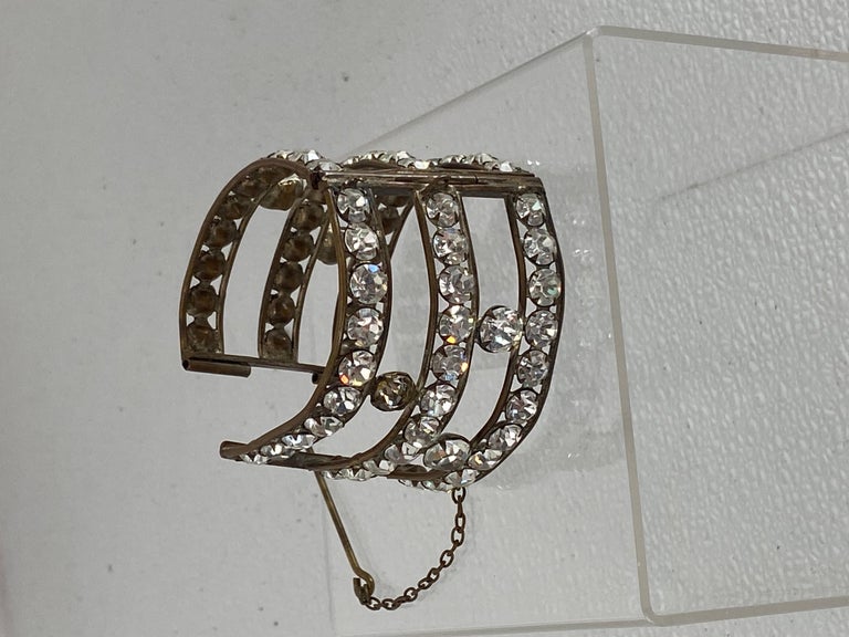 1920s Flapper Costume Open Work Frame Rhinestone Cuff Bracelet For Sale ...
