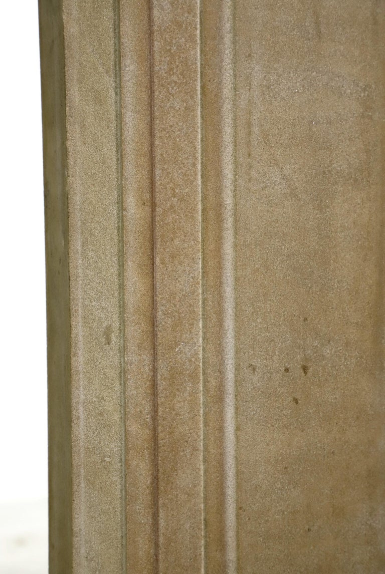 1920s Flush Wall Mount Tan Foliate Limestone Mantel For Sale at 1stDibs