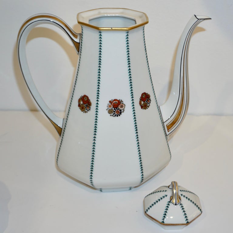 1920s French Art Deco Limoges Porcelain Modern Octagonal Tea / Coffee ...