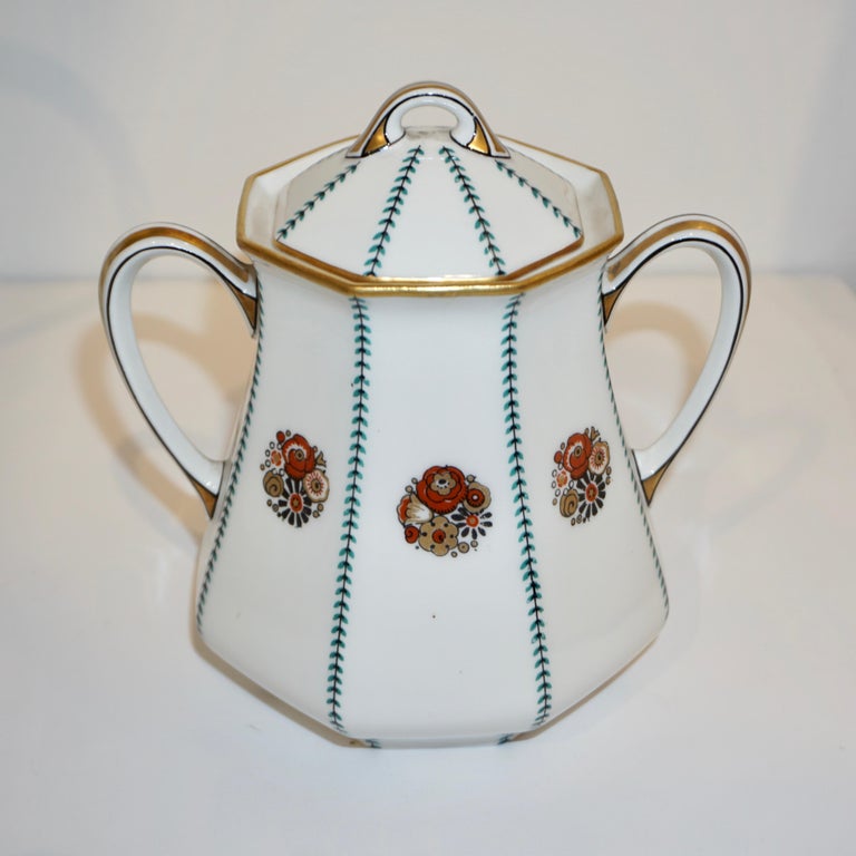 1920s French Art Deco Limoges Porcelain Modern Octagonal Tea / Coffee ...