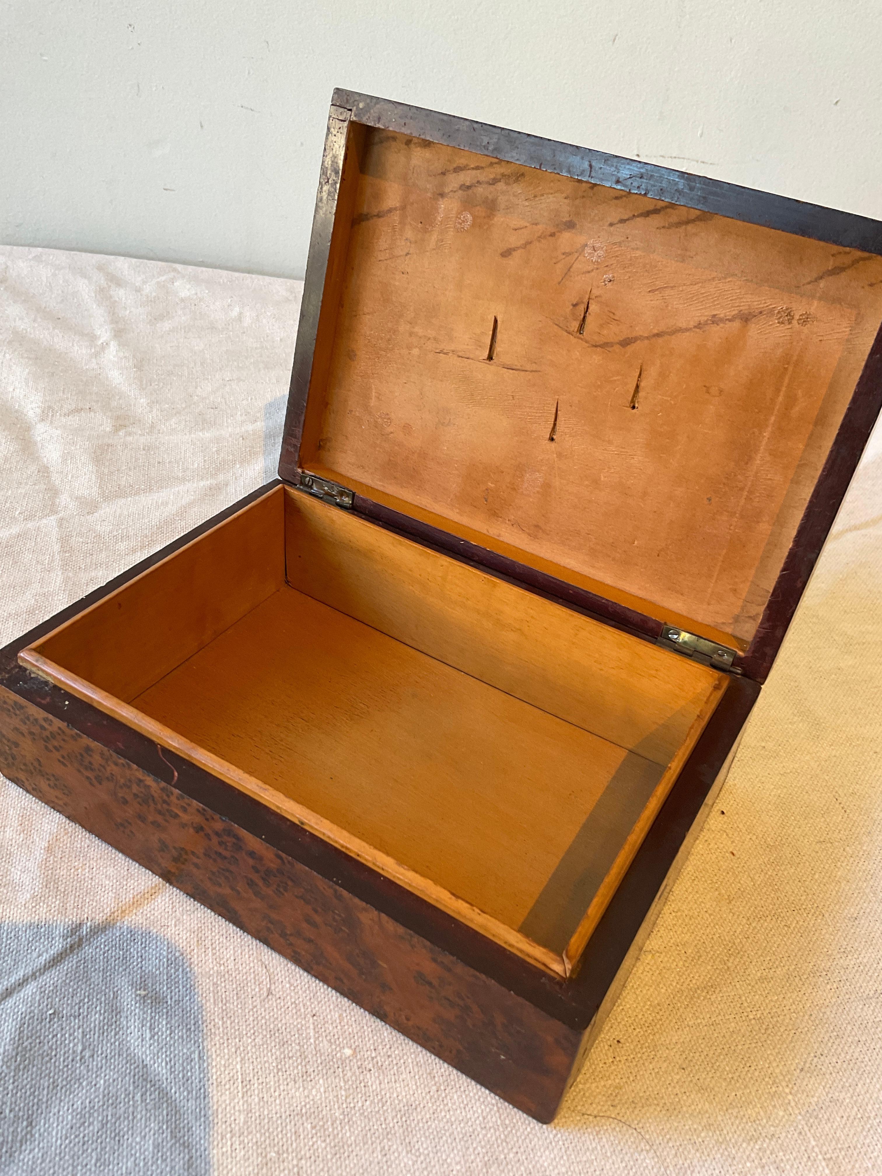 1920s French Burl Wood Box With Plaque Of Carved Cherubs Playing Music ...