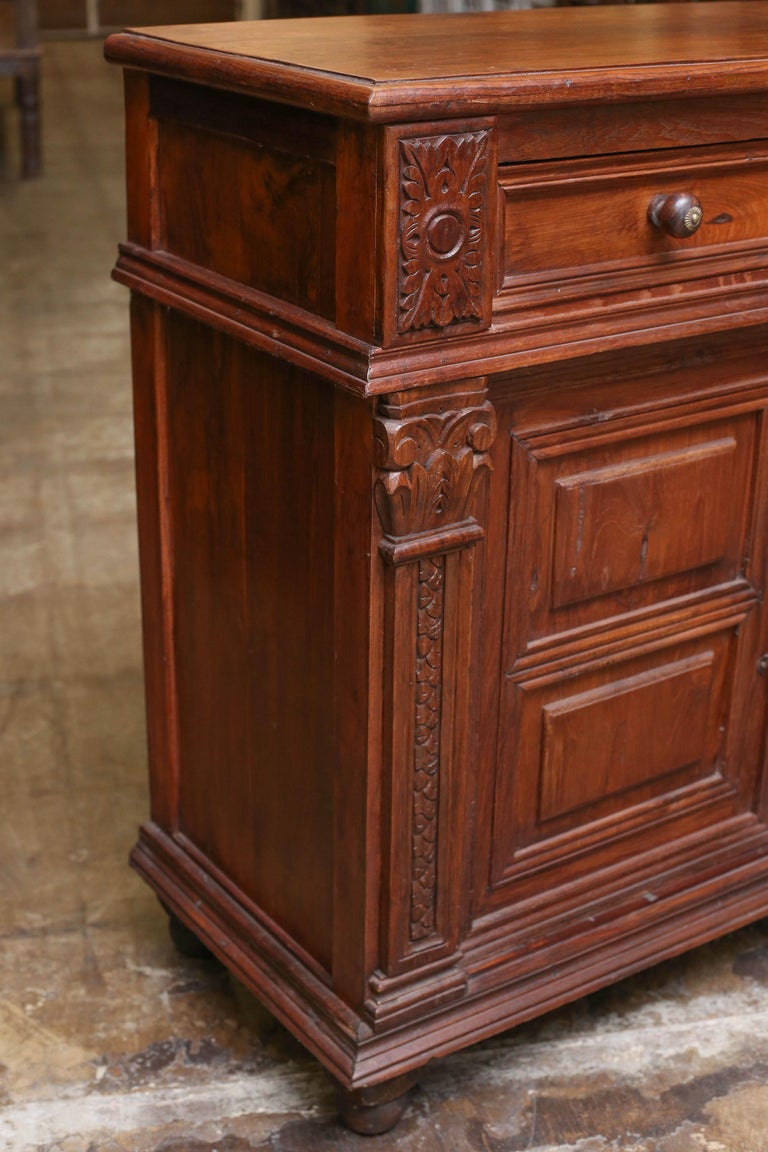 1920s French Colonial Solid Teak Wood Superbly Carved Vanity from a ...