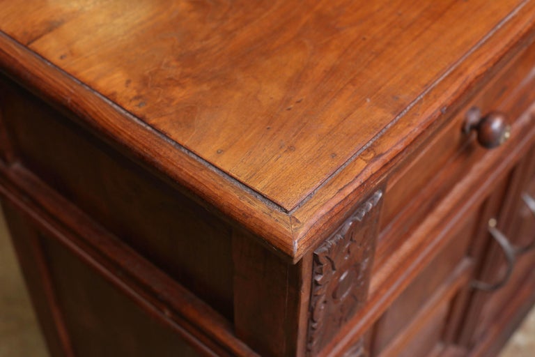 1920s French Colonial Solid Teak Wood Superbly Carved Vanity from a ...