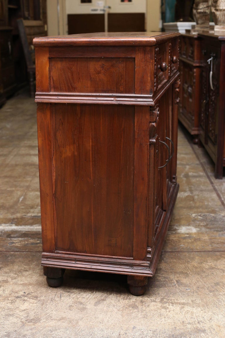 1920s French Colonial Solid Teak Wood Superbly Carved Vanity from a ...