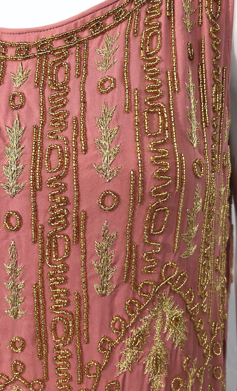 1920s French Couture Pink + Gold Beaded Gatsby Roaring 20s Vintage ...