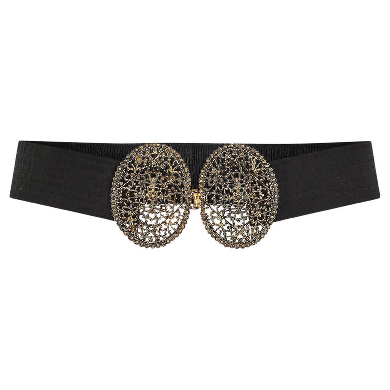 1920s French Filigree Buckle and Black Fabric Belt For Sale at 1stDibs