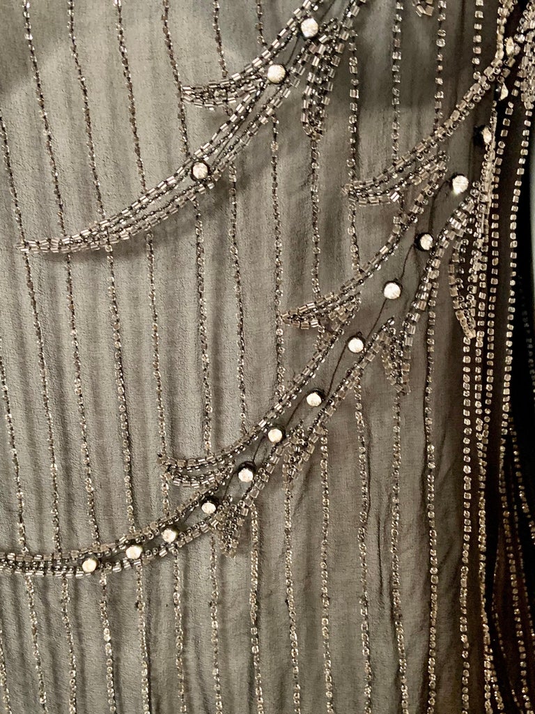 1920''s French Flapper Dress Black Silk with Sparkling Beadwork For ...