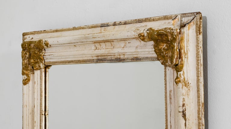 1920s French Gilded White Wall Mirror For Sale at 1stDibs