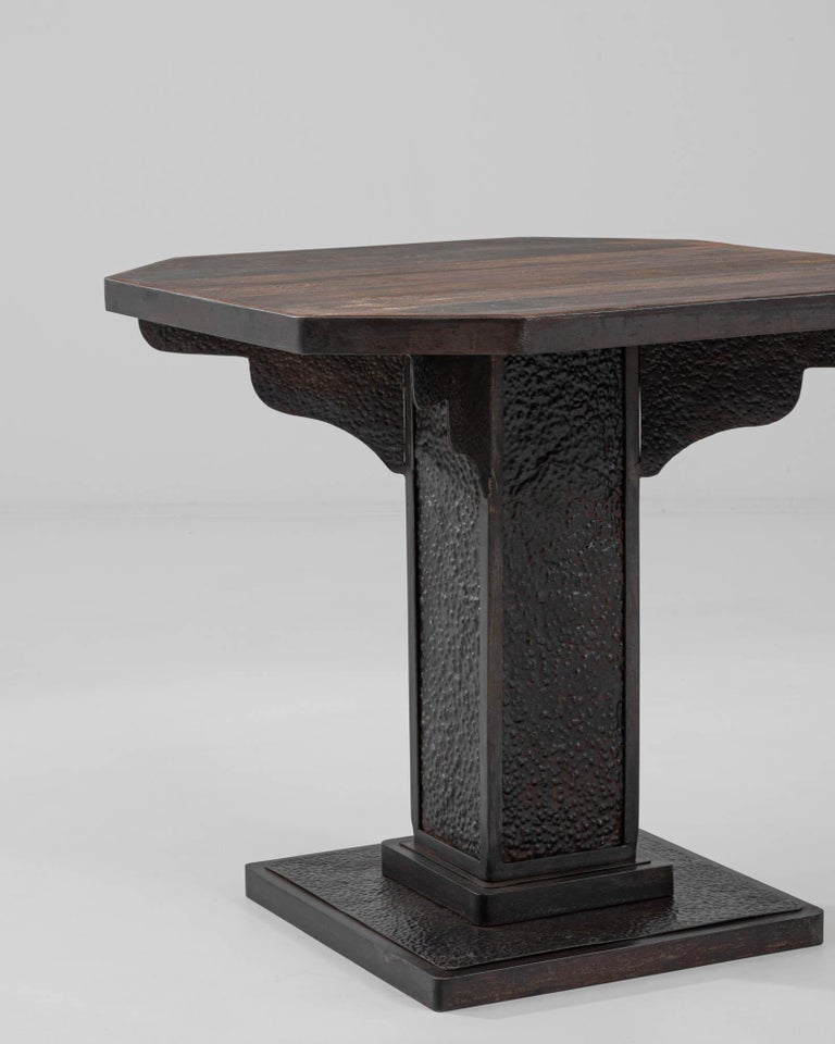 1920s French Metal Table with Wooden Top For Sale at 1stDibs