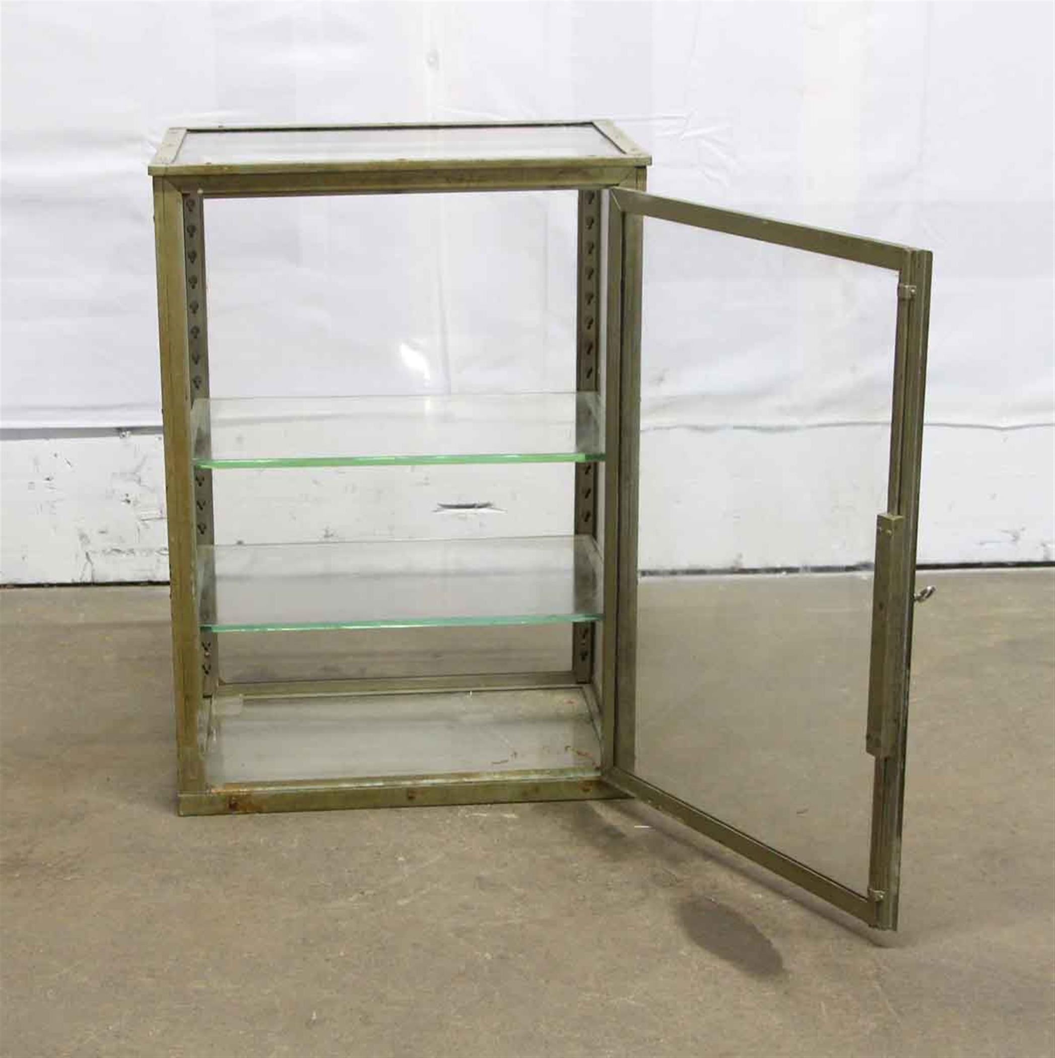 1920s French Nickel-Plated Brass Tabletop Showcase with Two-Glass ...