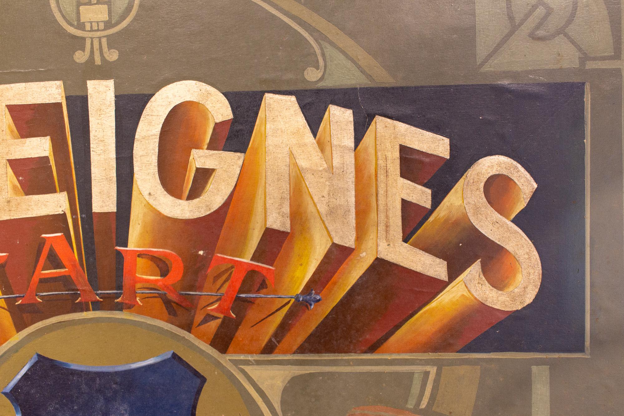 1920s French "Signs, Paints, Varnish and Wallpaper" Trade Sign Poster ...