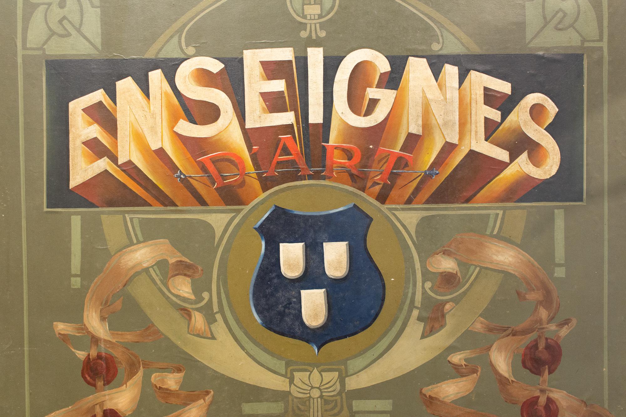 1920s French "Signs, Paints, Varnish and Wallpaper" Trade Sign Poster ...