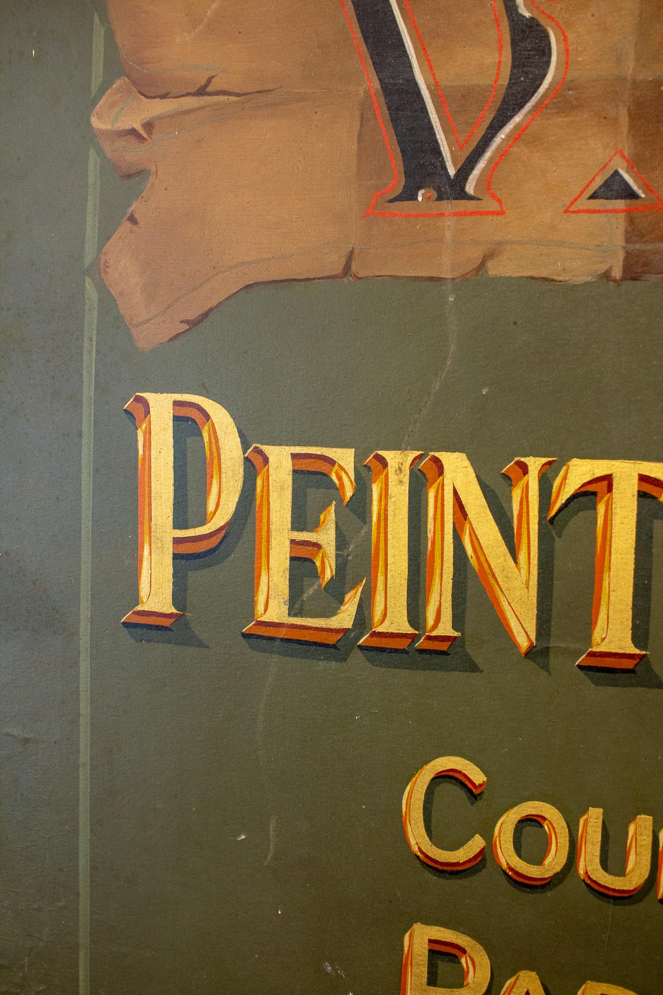 1920s French "Signs, Paints, Varnish and Wallpaper" Trade Sign Poster ...