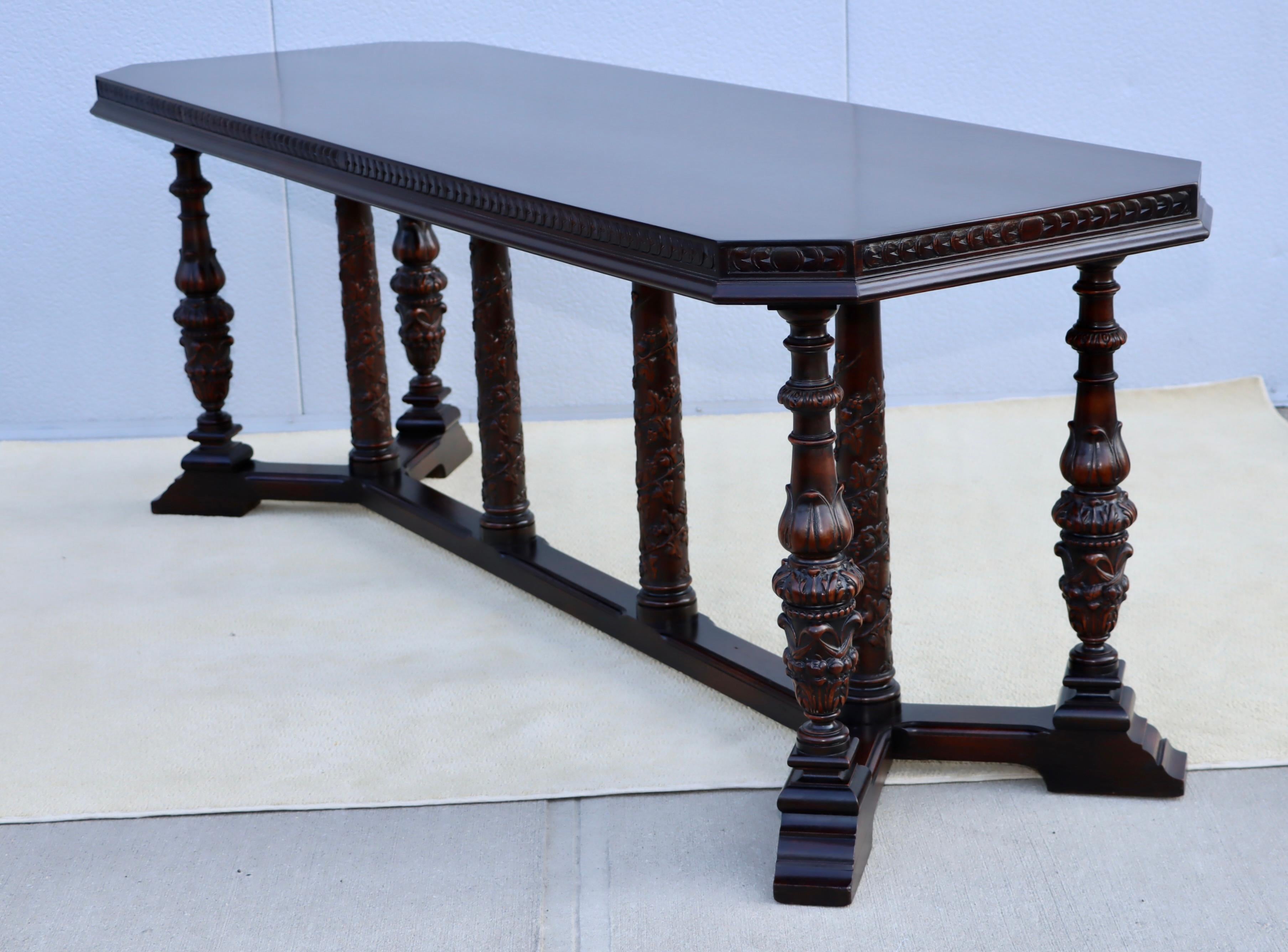 1920's French Walnut Dining Table Or Conference Table For Sale at 1stDibs