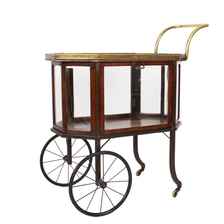 1920s French Wood and Brass Fold Down Drinks Trolley at 1stDibs