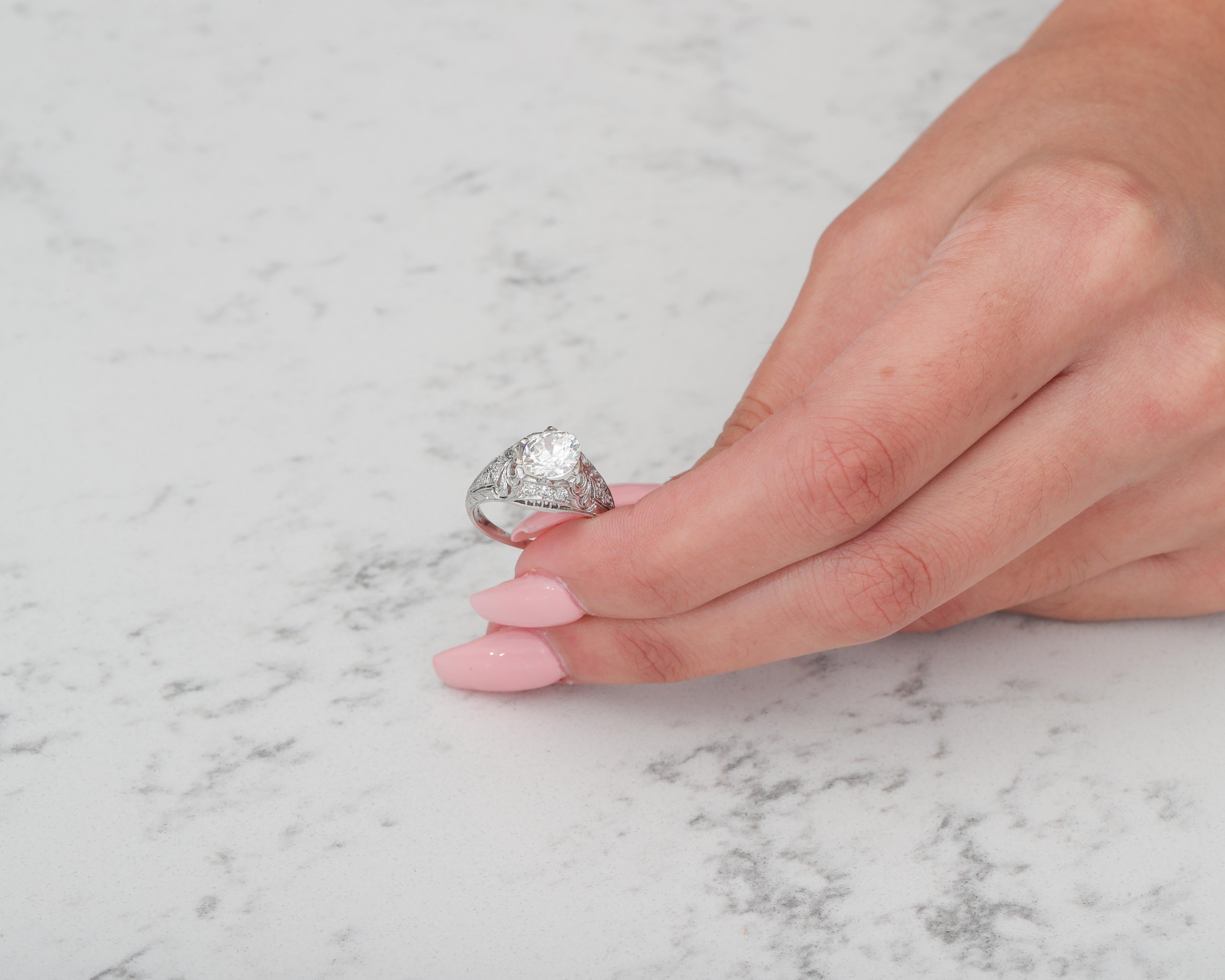 1920s GIA Certified 1.90 Carat Total Diamond Platinum Engagement Ring ...