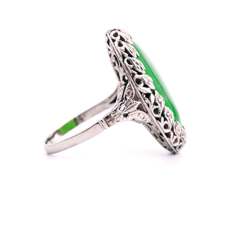 1920s GIA Certified Untreated Water Jadeite Jade Ring in Platinum at ...