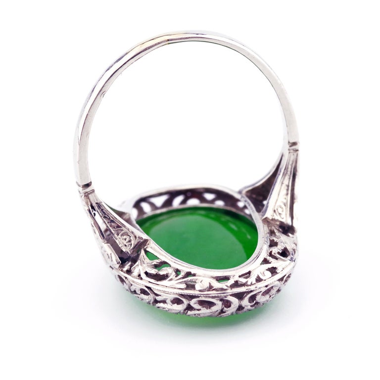 1920s GIA Certified Untreated Water Jadeite Jade Ring in Platinum at ...