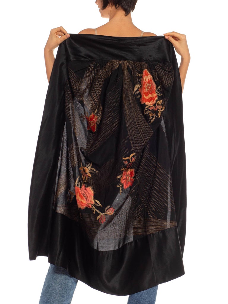 1920S Gold Lamé Silk and Velvet Embroidered Art Deco Cape For Sale at ...