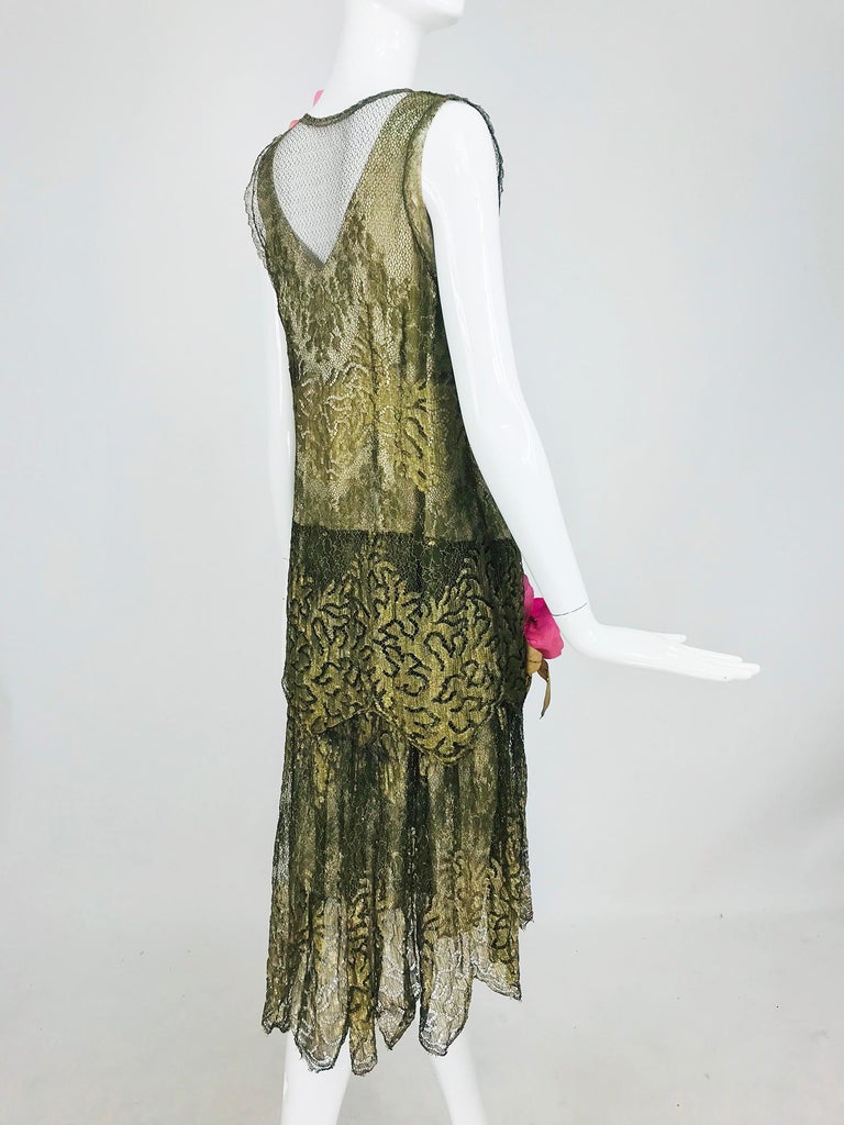 1920s Gold Metallic Lace Flapper Dress Vintage at 1stDibs | metallic ...