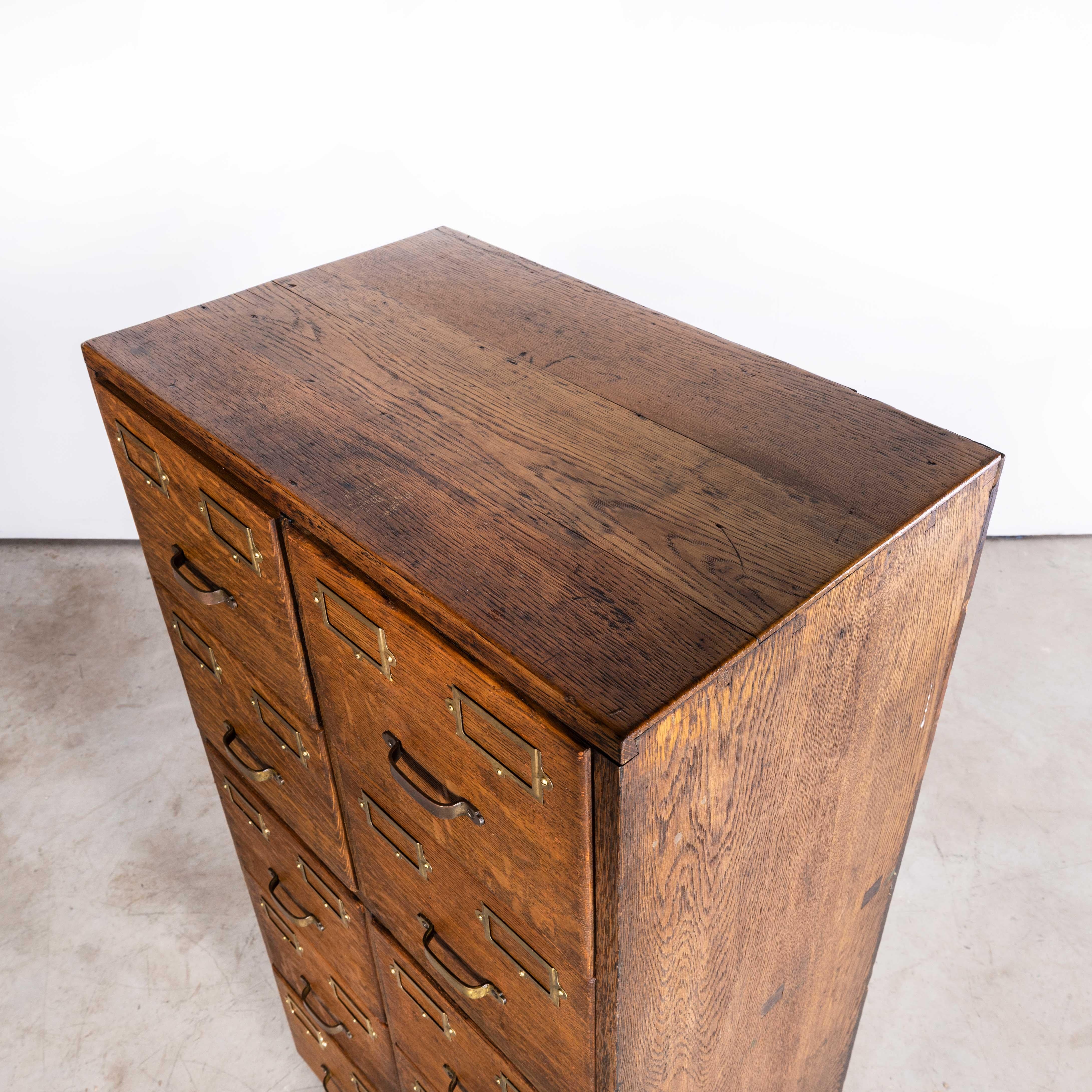 1920s Good Sized Solid Oak Bank of Filing Drawers, Ten Drawers For Sale ...
